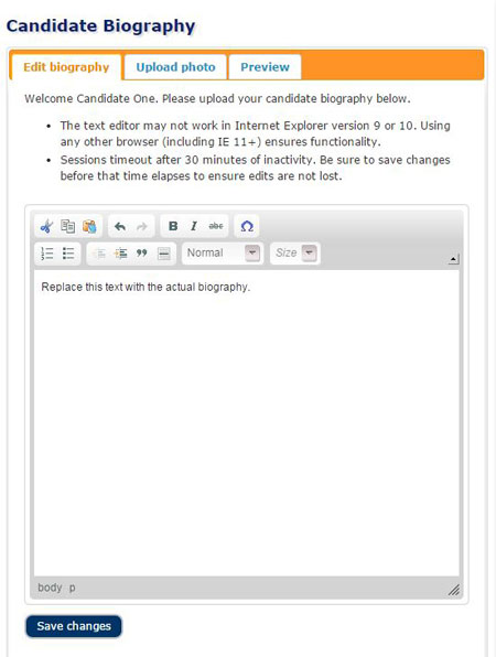 Candidate Biography Self Service | Skypunch Technology
